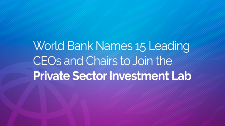 CEOs and Chairs to Join World Bank Private Sector Investment Lab